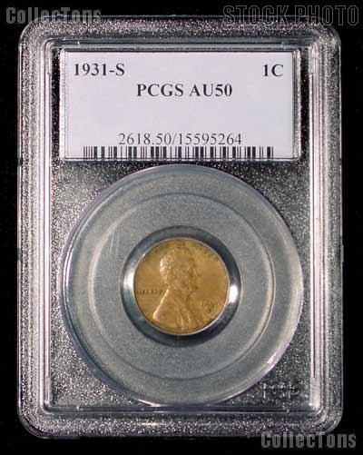 1931-S Key Date Lincoln Wheat Cent in PCGS AU 50