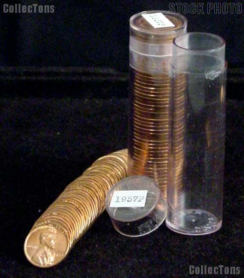1957 BU Lincoln Wheat Cent Roll - 50-Coin Red Rolls