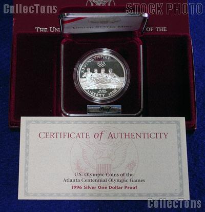 1996-P Atlanta Olympic Games Rowing Proof Silver Dollar