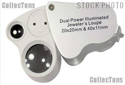 Jeweler's Loupe Illuminated Dual Lens Magnifier 20x & 40x
