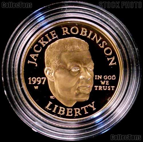 1997-W Jackie Robinson PROOF $5 Gold Commemorative Coin