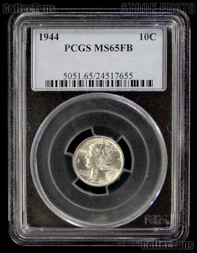 1944 Mercury Silver Dime in PCGS MS 65 FB (Full Bands)