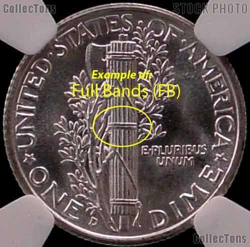 1944 Mercury Silver Dime in PCGS MS 65 FB (Full Bands)