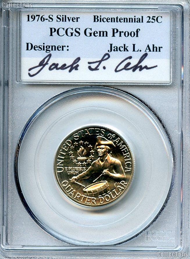 1976-S Washington Bicentennial PROOF Silver Quarter in PCGS Gem Proof ...