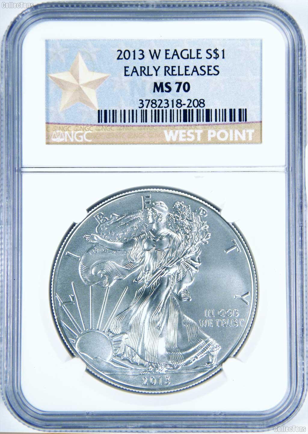 2013-W Burnished American Silver Eagle Dollar in NGC MS 70