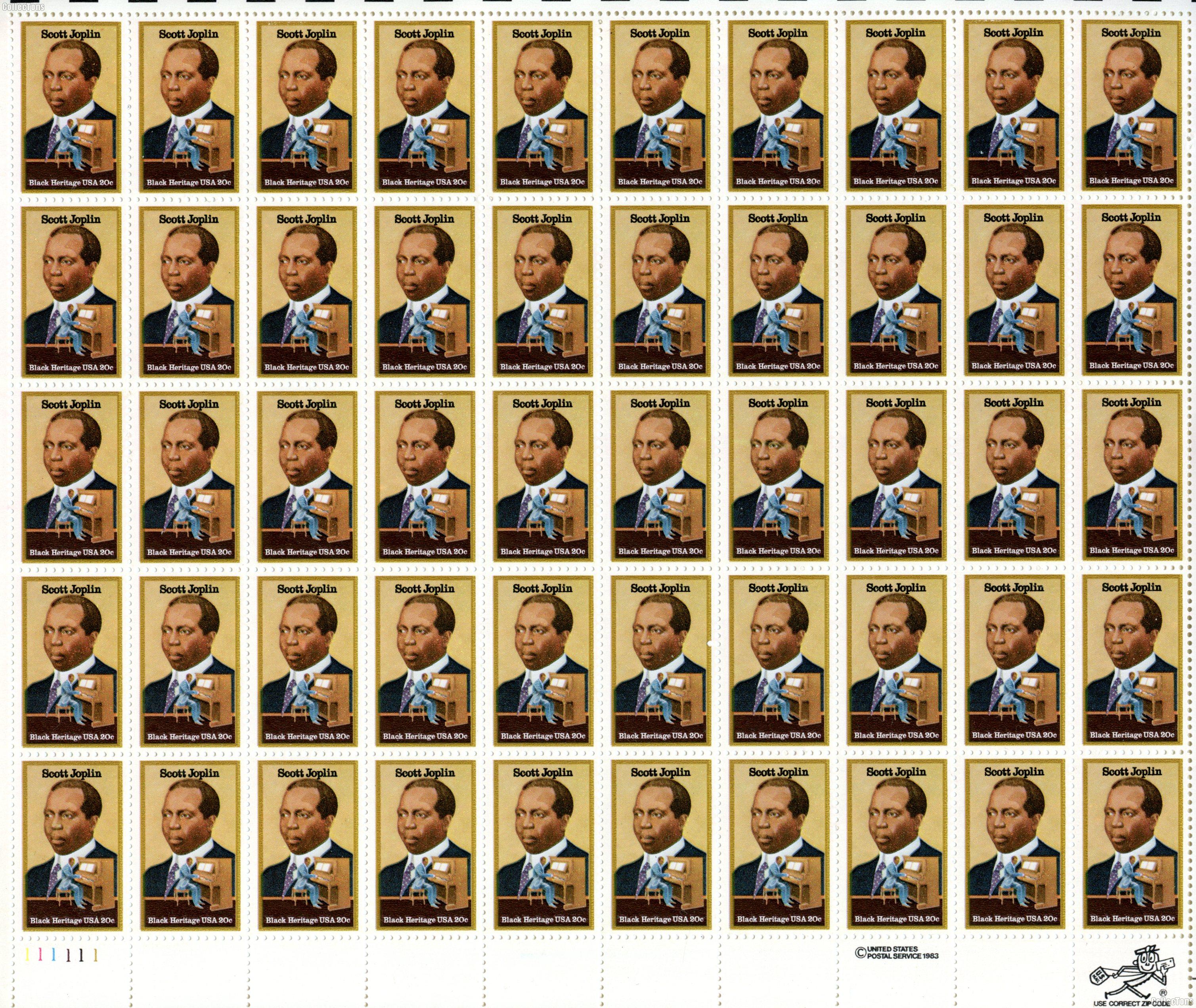 1983 Scott Joplin 20 Cent US Postage Stamp MNH Sheet of 50 Scott #2044