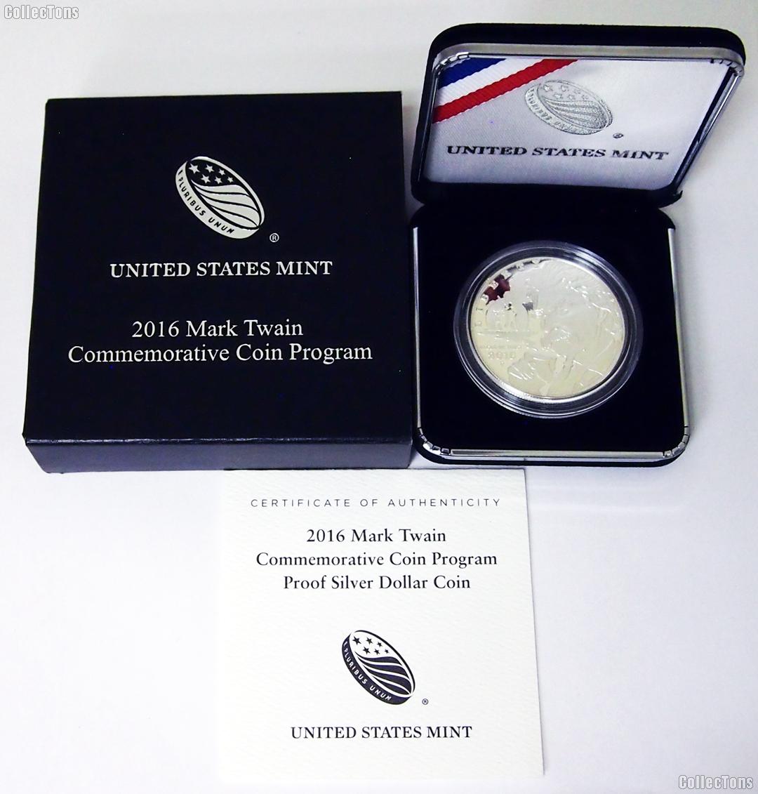 2016-P Mark Twain Proof Commemorative Silver Dollar Coin