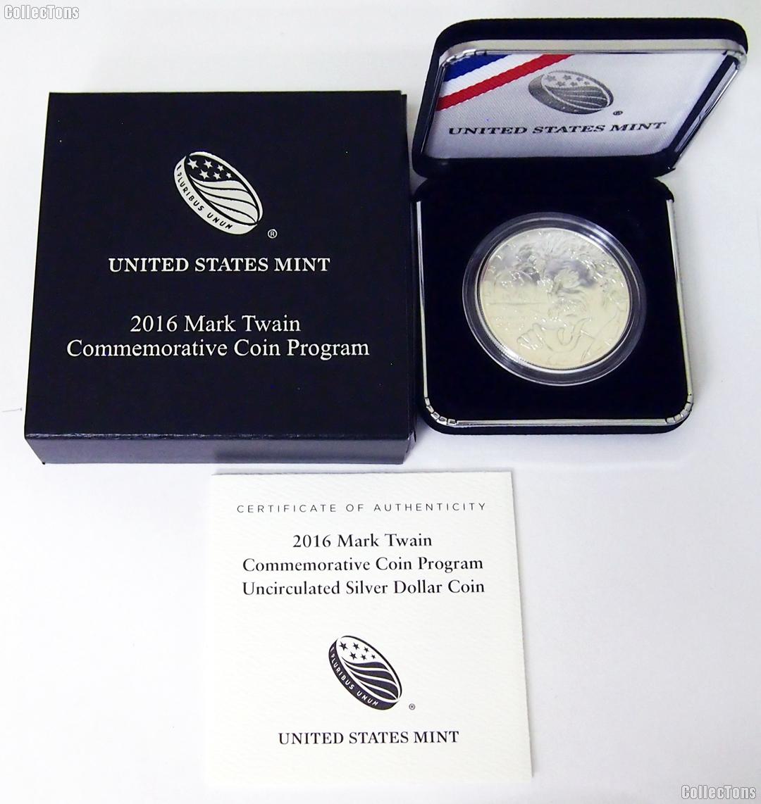 2016-P Mark Twain Uncirculated Commemorative Silver Dollar Coin