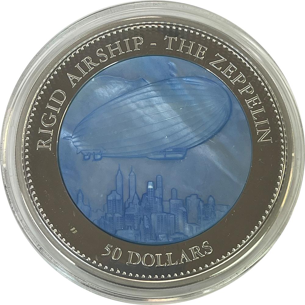 2013 Rigid Airship The Zeppelin $50 Cook Islands Silver and Mother of ...